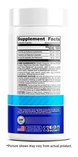 Z-mag+ Zma Usn 180 Capsulas Zinc, Magnesio & Vitamin B6 Sin Sabor ...